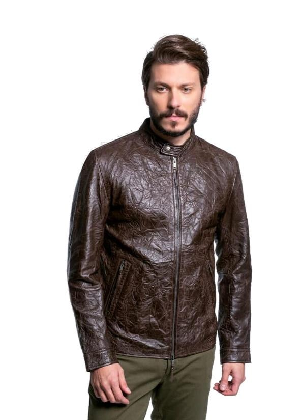 Jacheta barbati Prince Oliver, Piele naturala, Maro, 52 - eMAG.ro