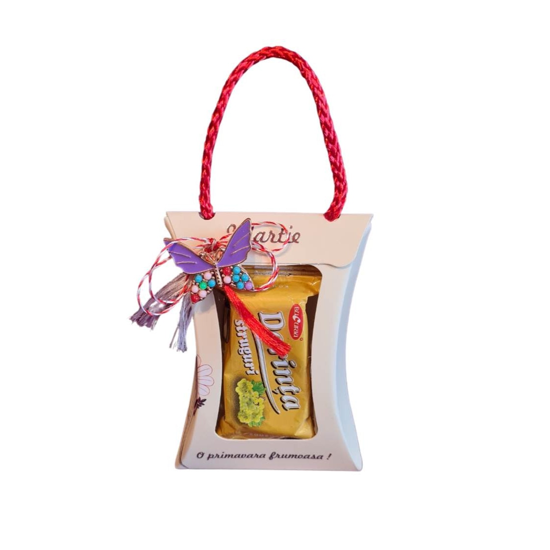 Set 10 martisoare, gentuta cu ciocolata Bucuria si brosa metal - eMAG.ro