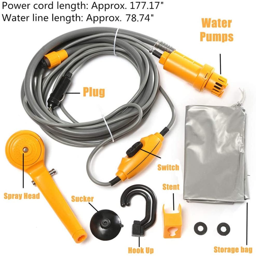Dus Portabil auto pentru Camping cu Pompa de Apa, alimentare 12V - eMAG.ro