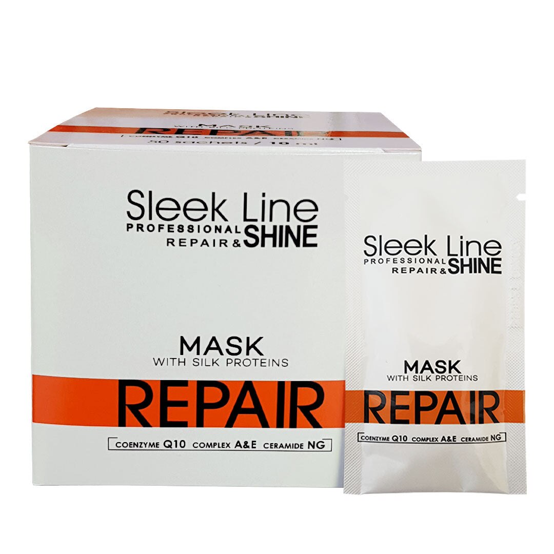 ВЪЗСТАНОВЯВАЩА маска за увредена коса - SLEEK LINE - Комплект 50 сашета ...