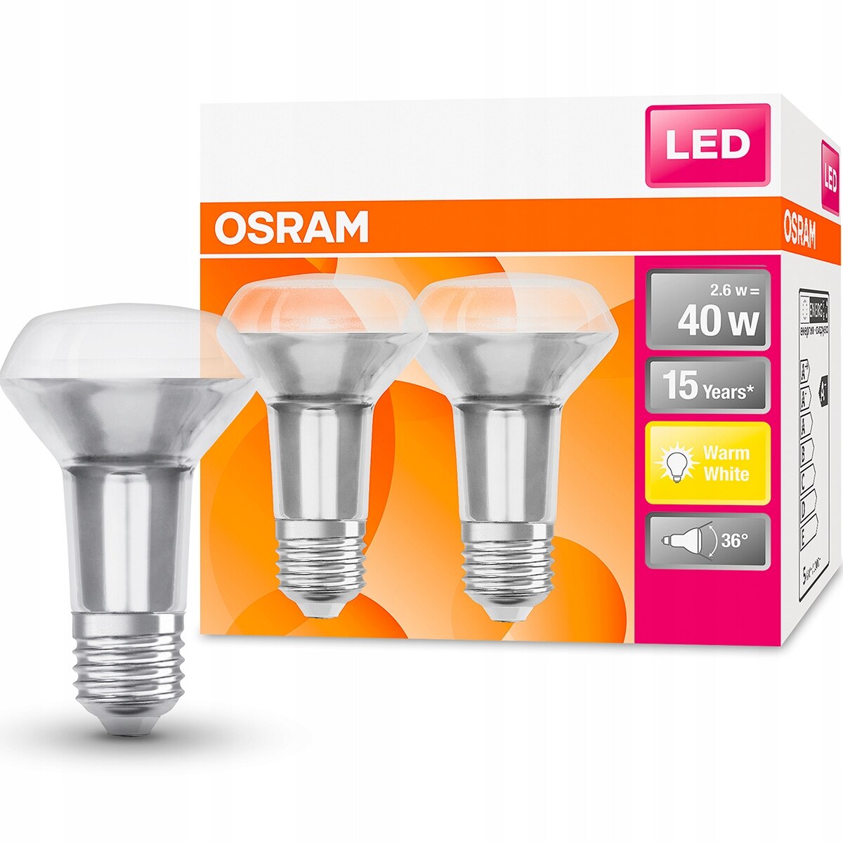 Set 2 Becuri Led Osram E14 R50 2 6w 40w 210lm 2700k Alb Cald