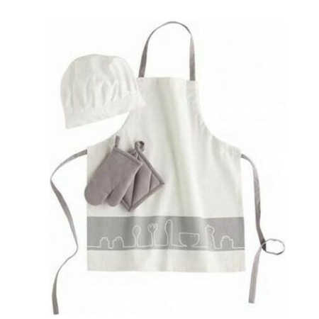 Set sort bucatarie + palarie + manusa, KIds Concept, Bumbac, Alb/gri ...