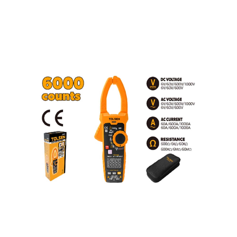 Multimetru digital cleste AC 6000 masuratori 1000 V 1000 A Tolsen 38035 ...