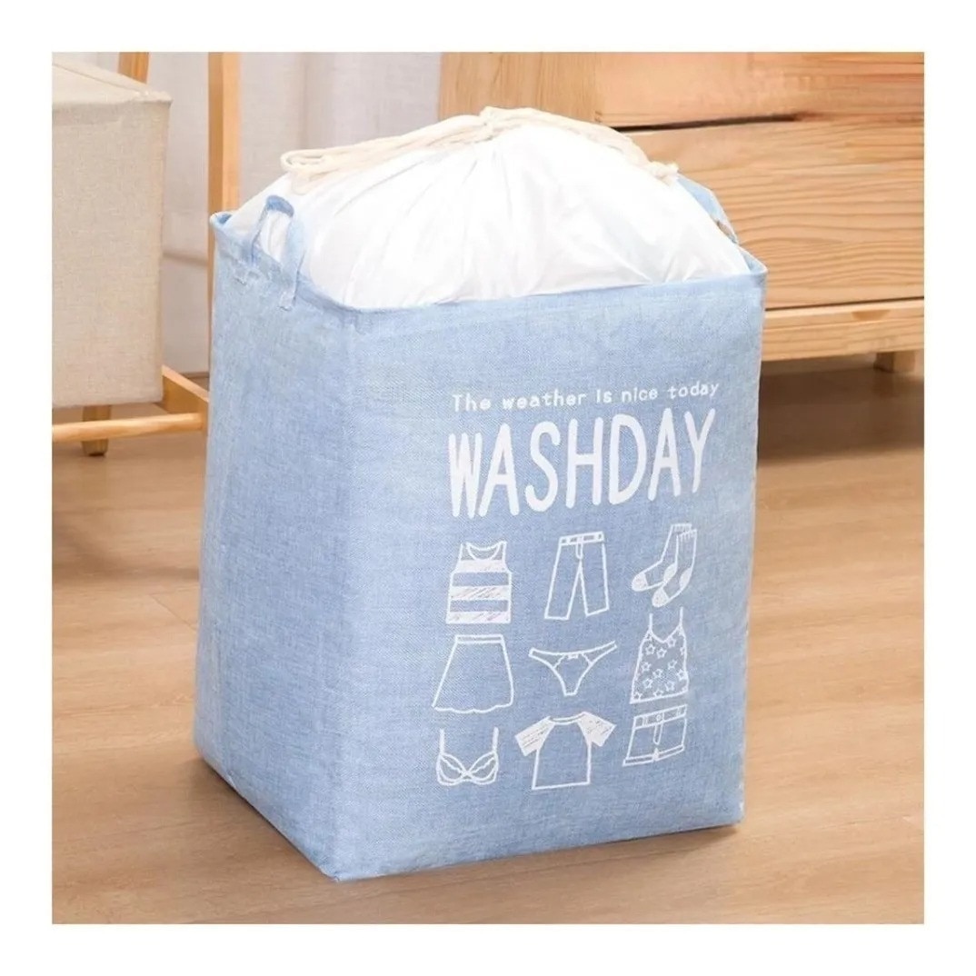 Cos pentru Rufe, Textil, Pliabil, 30x40x60 cm, volum 72 litri, albastru ...