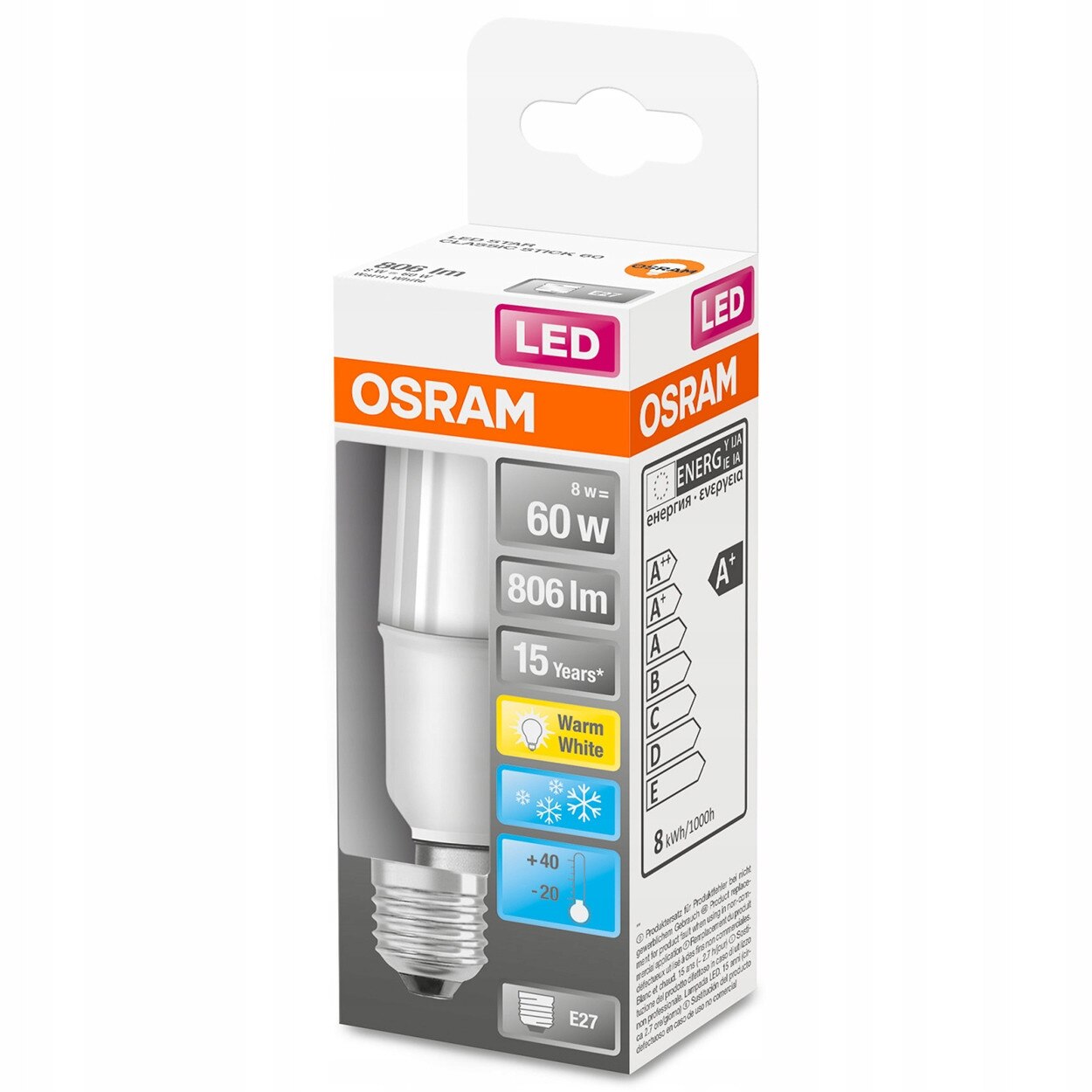 LED izzó, OSRAM, 8W, 2700K, E27, Fehér - eMAG.hu