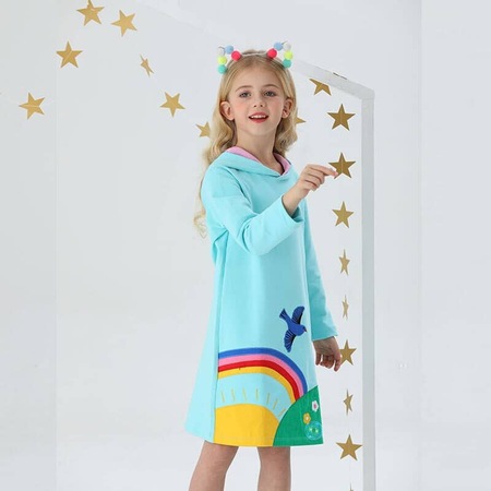 Rochita Fetite cu Gluga Curcubeu, Multicolor 3-4 ani, 95-108 cm - eMAG.ro