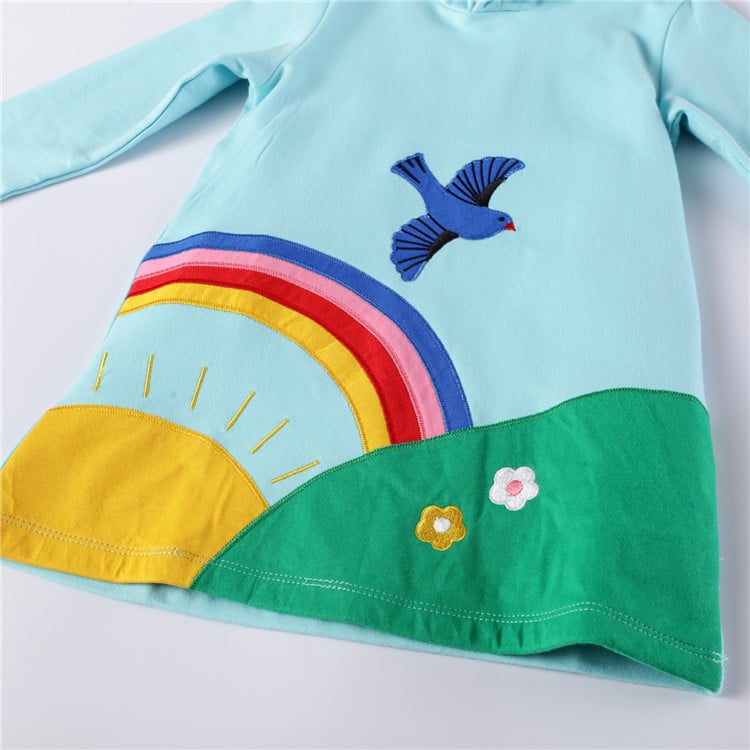 Rochita Fetite cu Gluga Curcubeu, Multicolor 3-4 ani, 95-108 cm - eMAG.ro