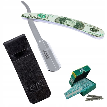 Set brici barbierit + 100 de lame de ras, Ponik's, Model dolar, Otel ...