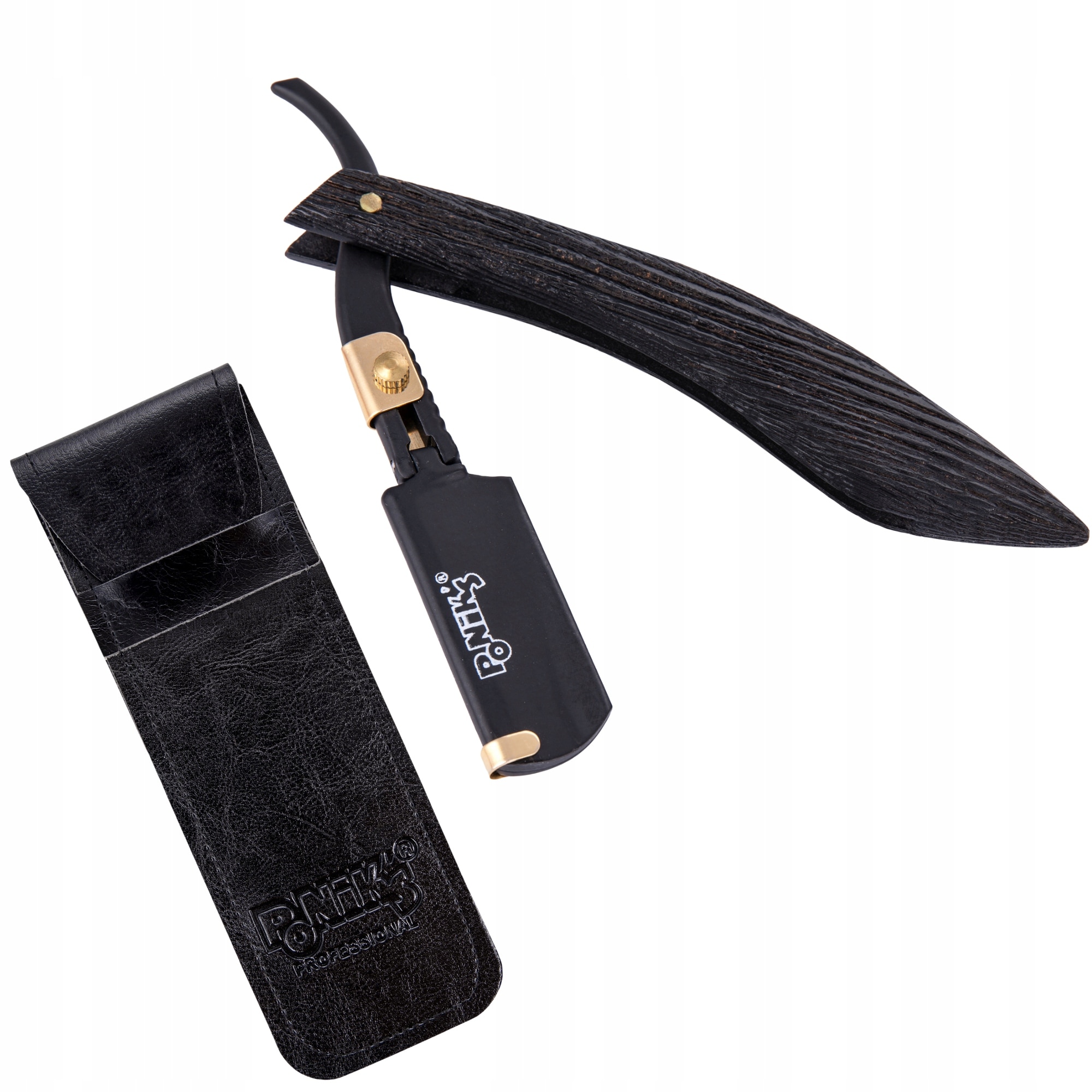 Set brici barbierit + husa, Ponik's, Otel, Negru - eMAG.ro