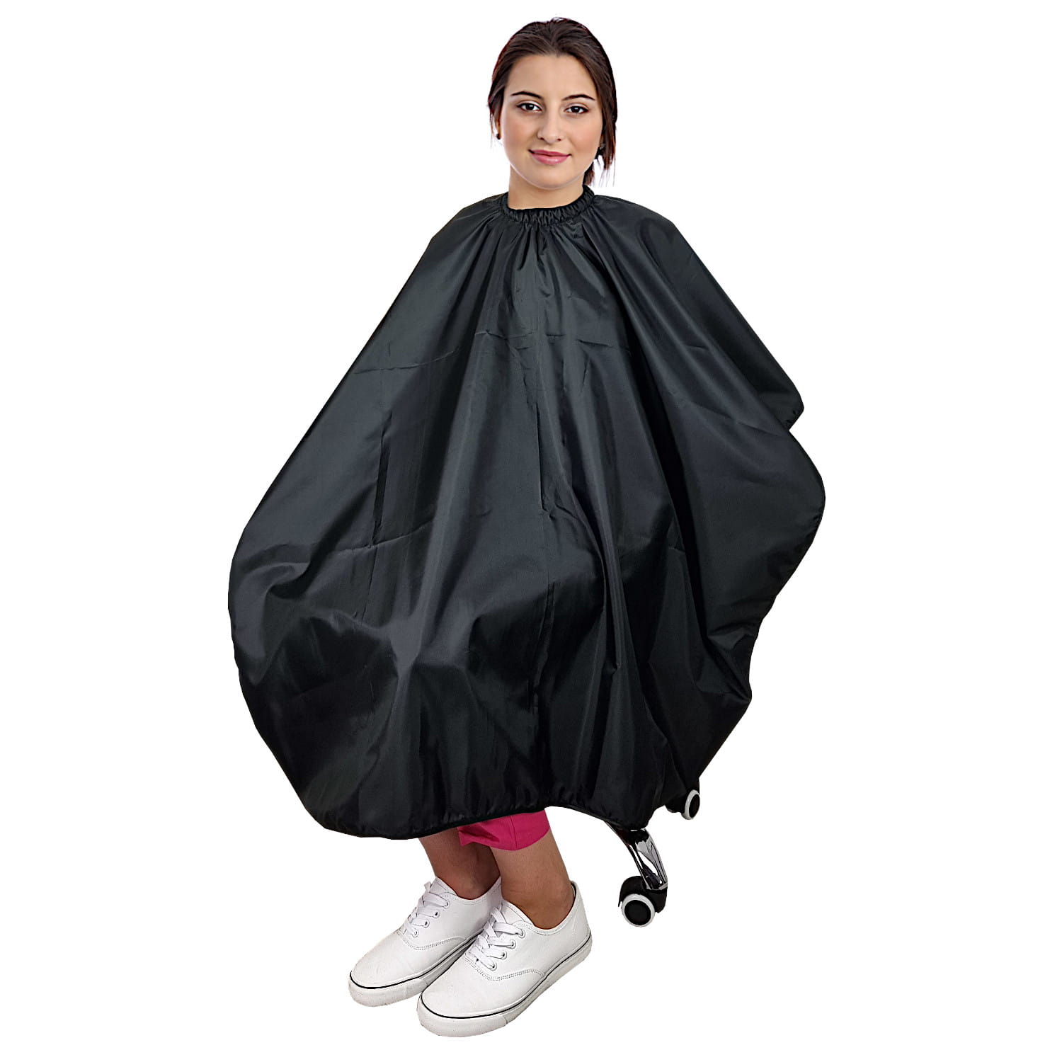 Pelerina de coafura, Jp131, Neagra, Scurta, 100x72 cm, Poliester, Antistatica, Profesionala ...