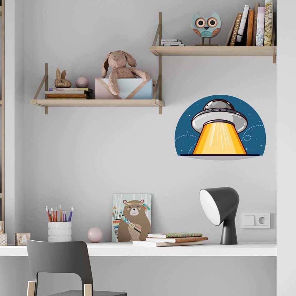 Autocolant de perete pentru adolescenti, Nava spatiala, Multicolor ...