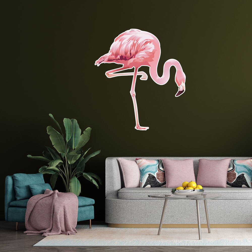 Autocolant de perete, Model Flamingo, Roz - eMAG.ro