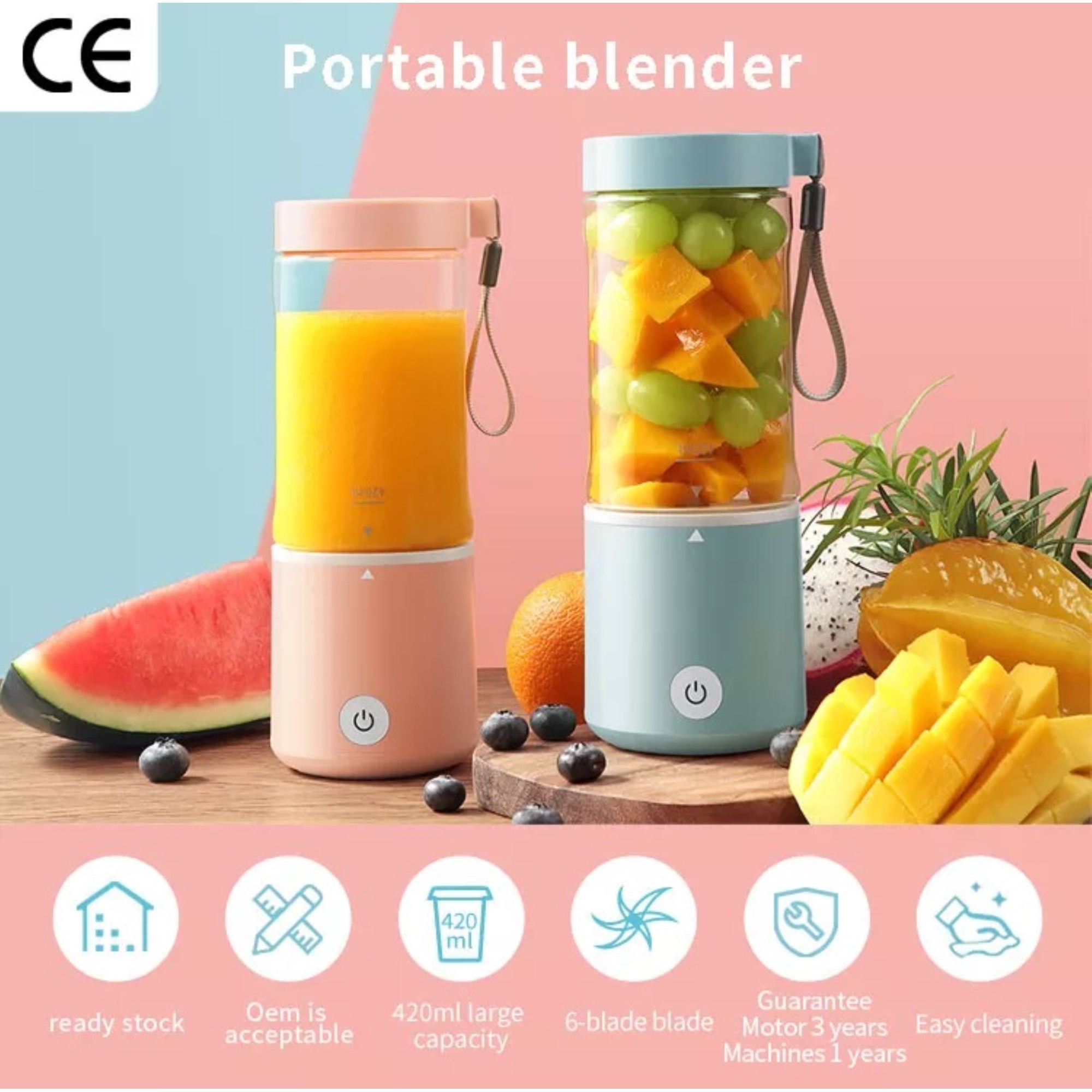 Mini Blender Electric, Kerisson Easy Mix, 80W, 20.000 RPM, portabil ...