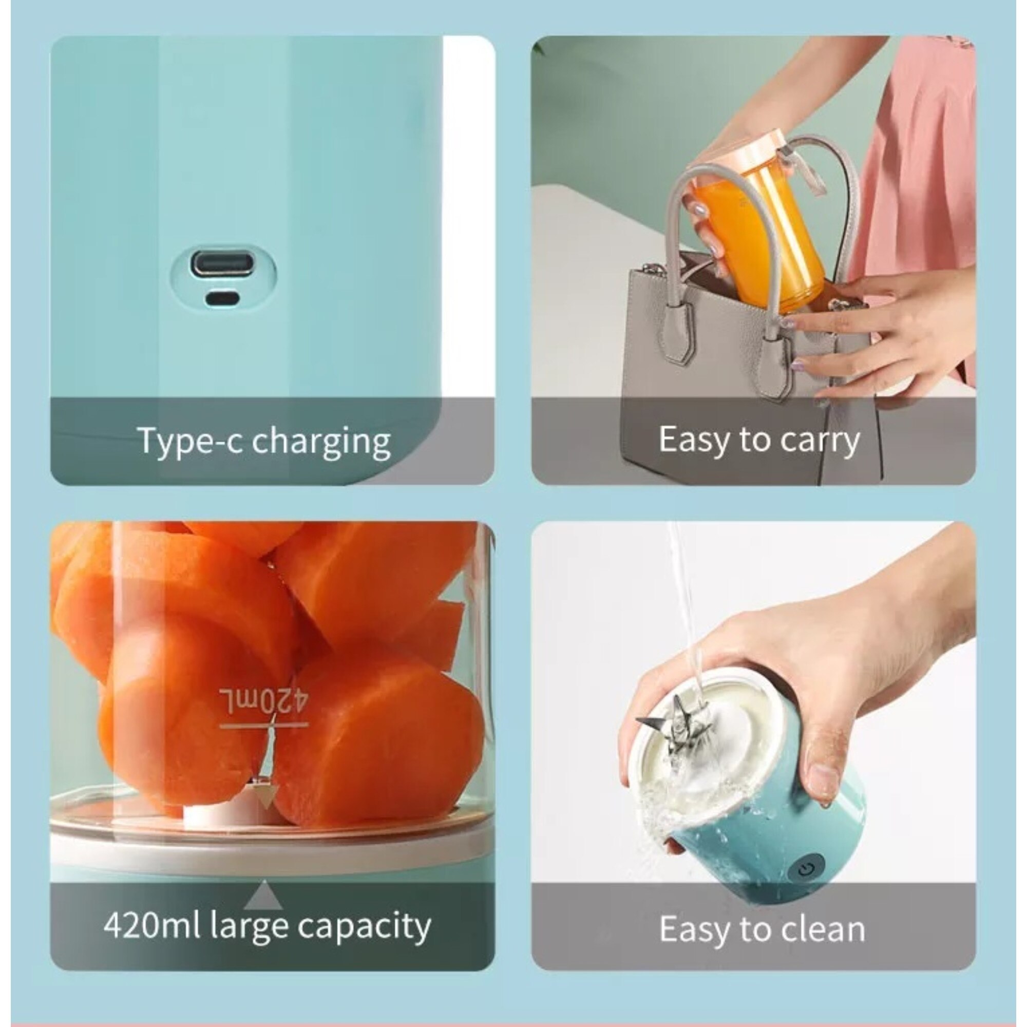 Mini Blender Electric, Kerisson Easy Mix, 80W, 20.000 RPM, portabil ...