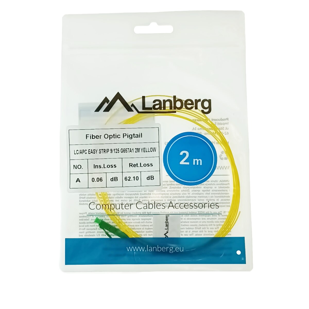 Adaptor retea fibra optica coada/Pigtail cu conector LC/APC, lungime 2m ...