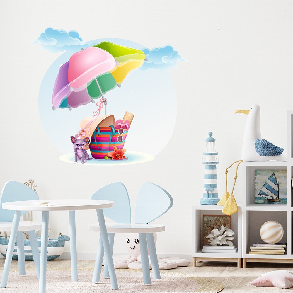Autocolant de perete pentru copii, Cu plaja, Multicolor - eMAG.ro