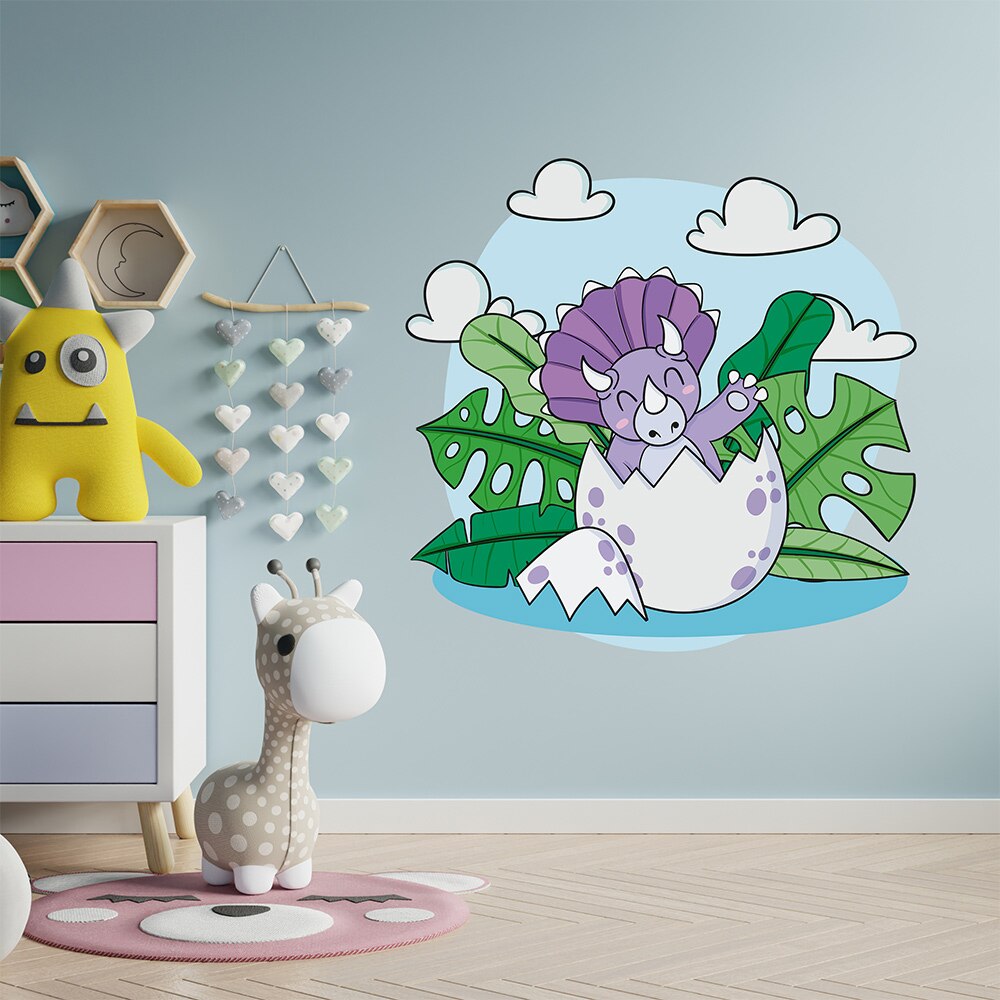 Autocolant de perete pentru copii, Cu dinozaur eclozand din ou ...