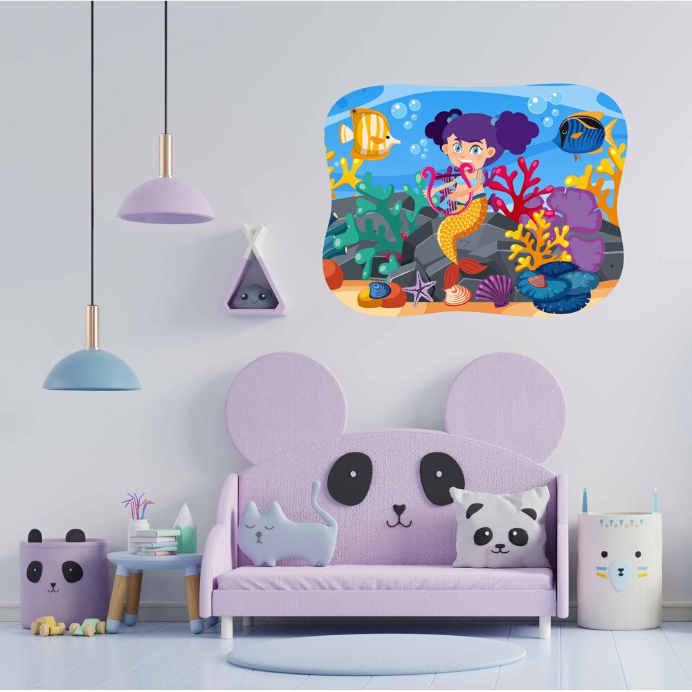 Autocolant de perete pentru copii, Cu sirena, Multicolor - eMAG.ro