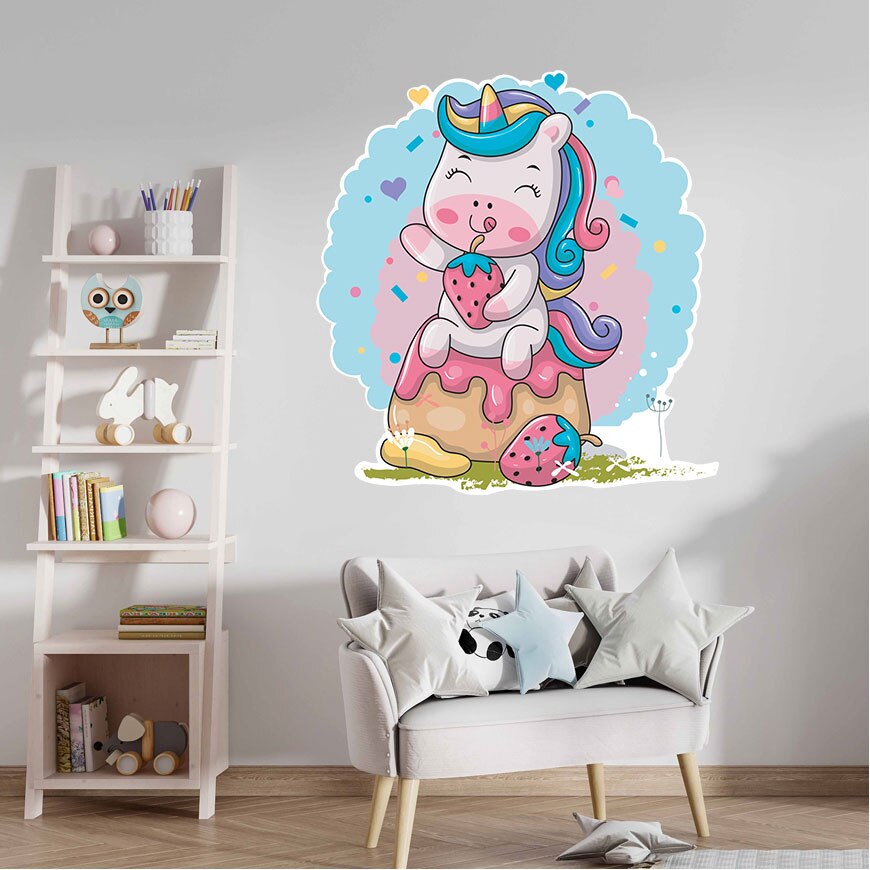 Autocolant de perete pentru copii, Cu unicorn, Multicolor - eMAG.ro
