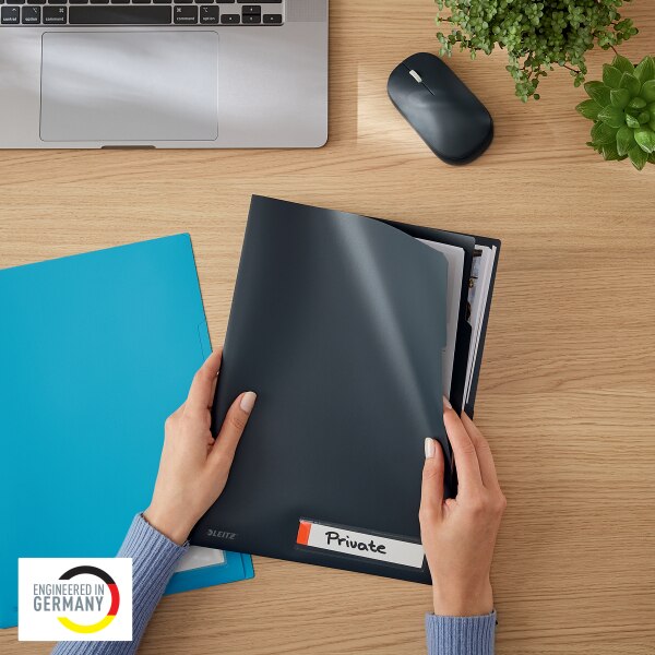 Mapa Leitz Cosy, Cu Eticheta Si 3 Separatoare, Pp, A4, 40 Coli, Gri Antracit - eMAG.ro