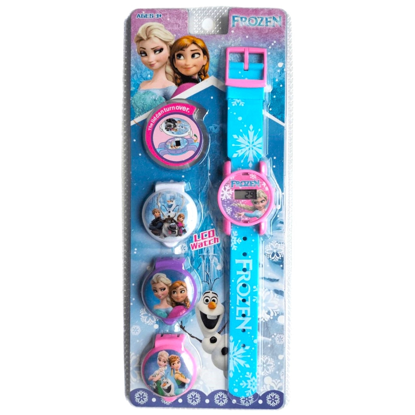 Set Ceas Jucarie pentru Copii, Frozen, Electronic cu Afisaj LCD cu 3 ...