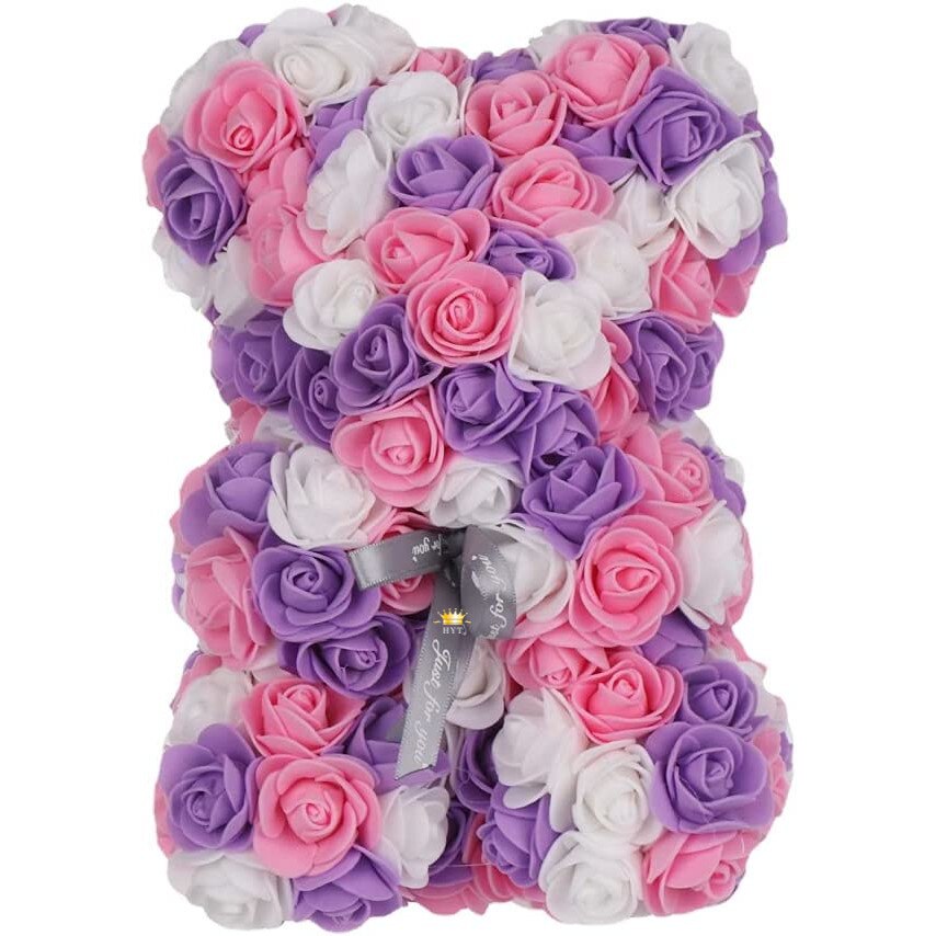 Ursulet Din Trandafiri De Sapun, HYT®, 25x15 Cm, Cutie Cadou Inclusa ...