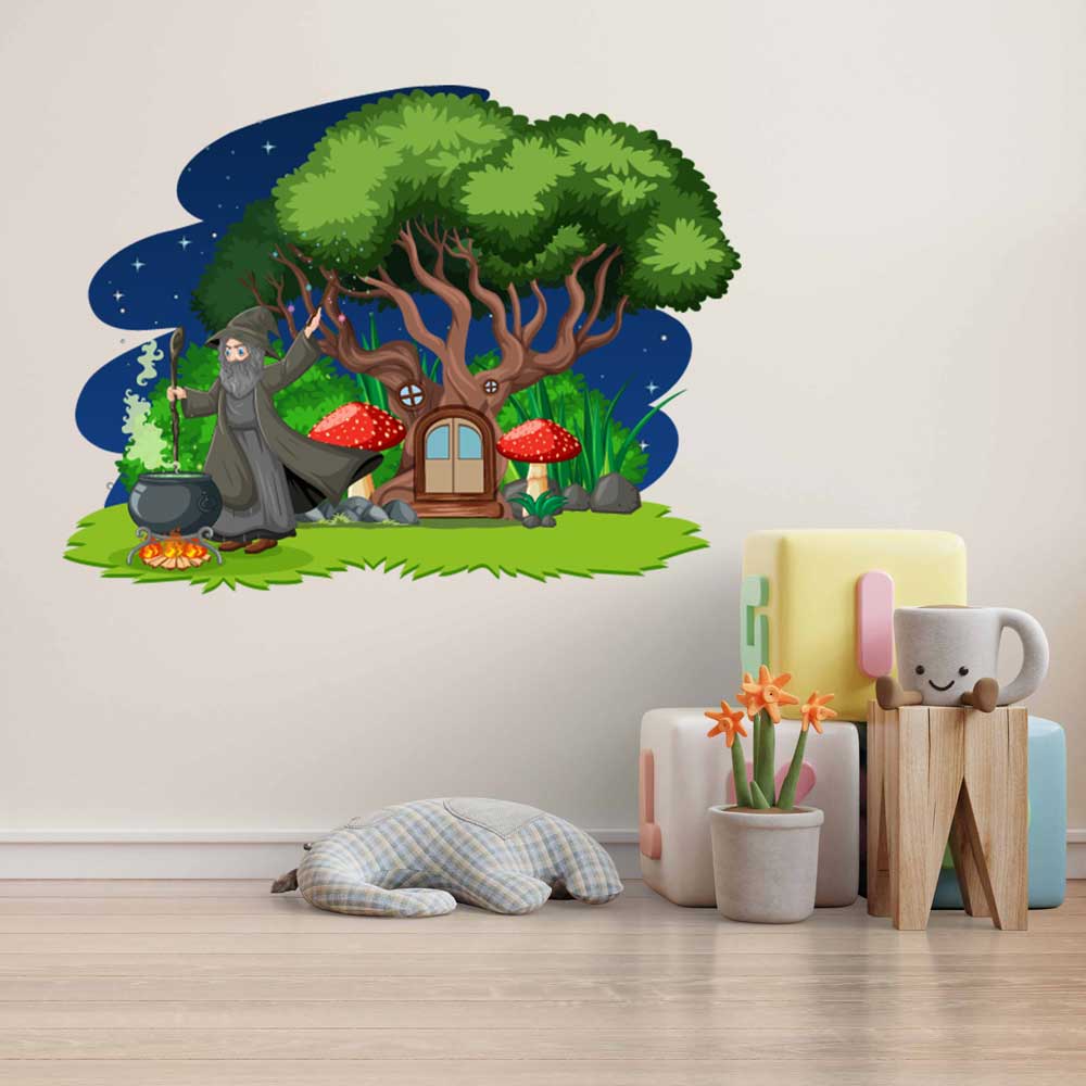 Autocolant pentru copii, Model Vrajitor in padure, Multicolor - eMAG.ro