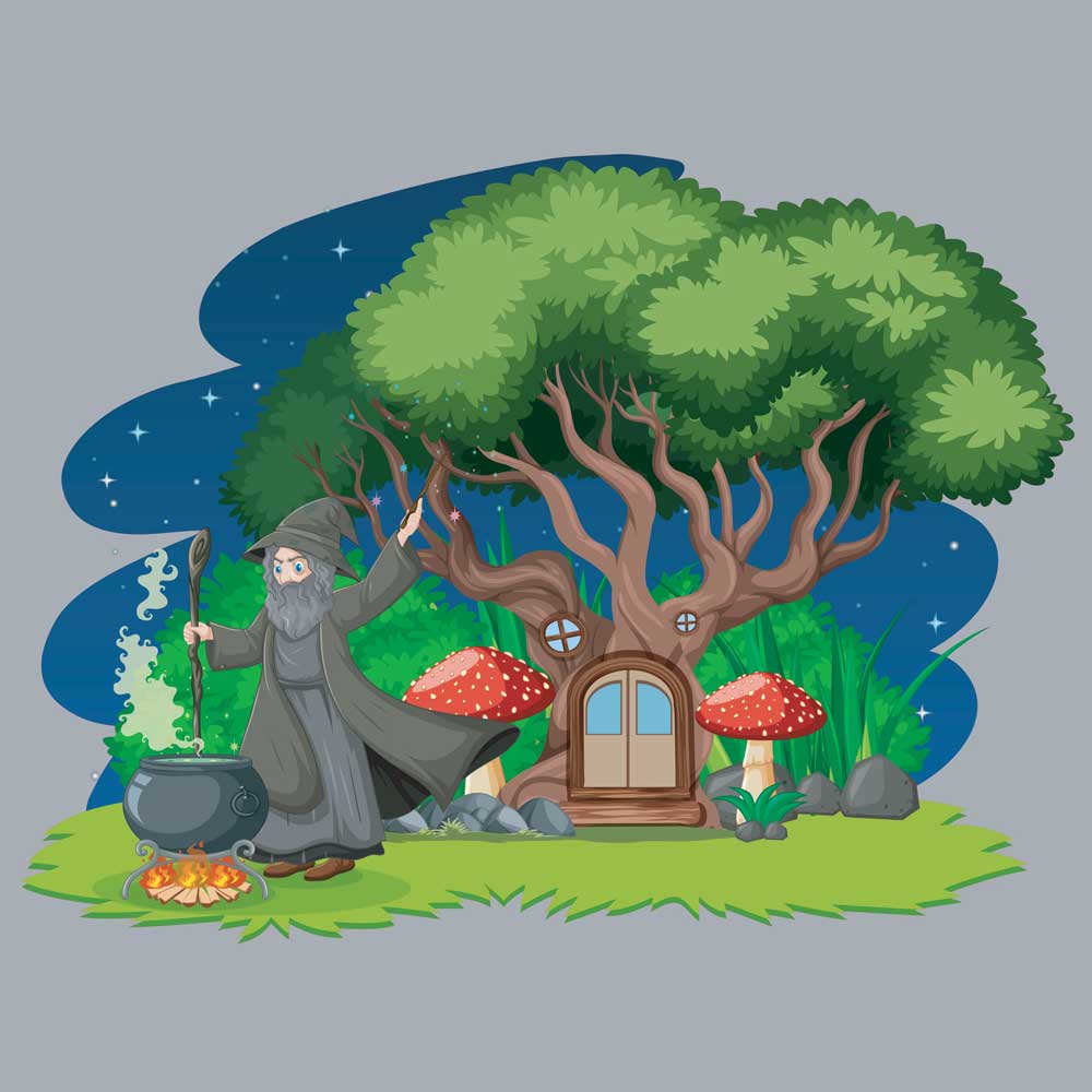 Autocolant pentru copii, Model Vrajitor in padure, Multicolor - eMAG.ro