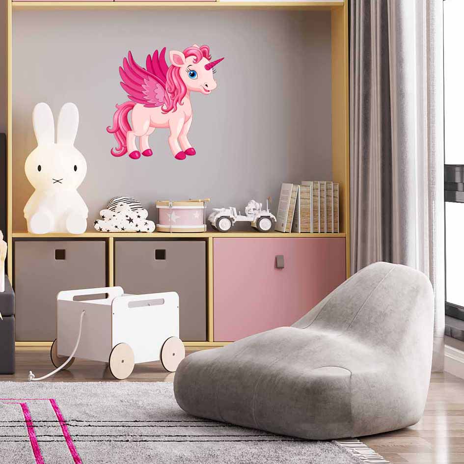 Autocolant de perete copii, Model Unicorn, Roz - eMAG.ro