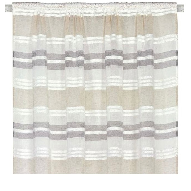 Set 2 perdele, gri/bej, cu dungi, 2 x 140 x 260 cm - eMAG.ro