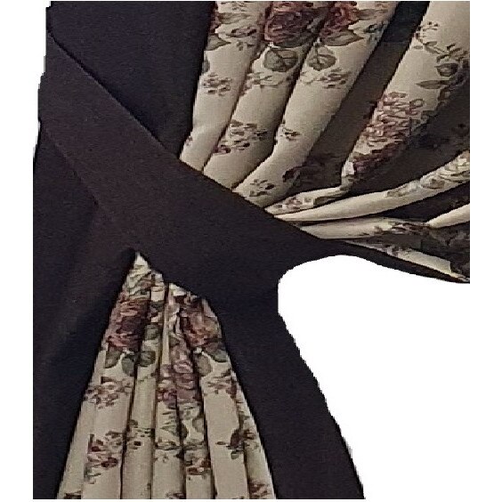 Set 2 draperii DECORINT pe rejansa DR.80 model floral, maro uni ...