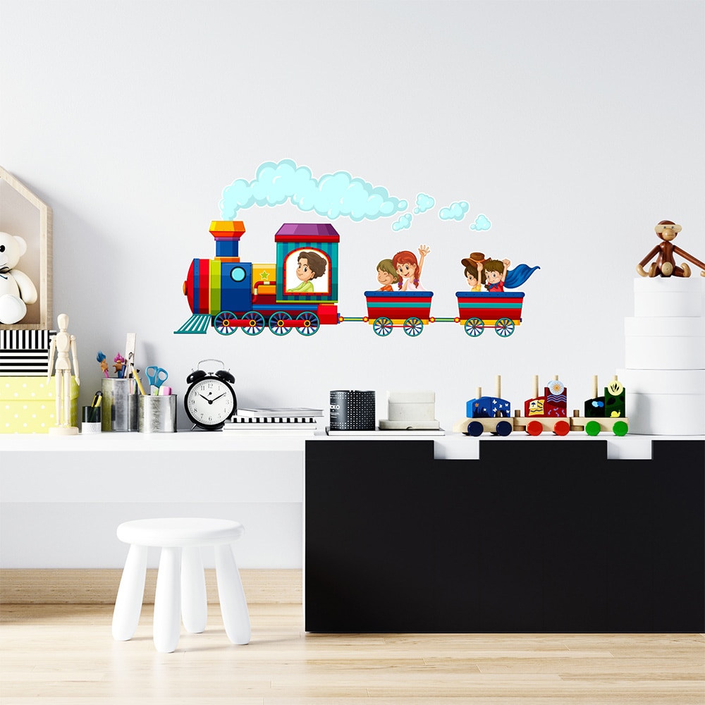 Autocolant de perete pentru copii, Cu tren, Multicolor - eMAG.ro