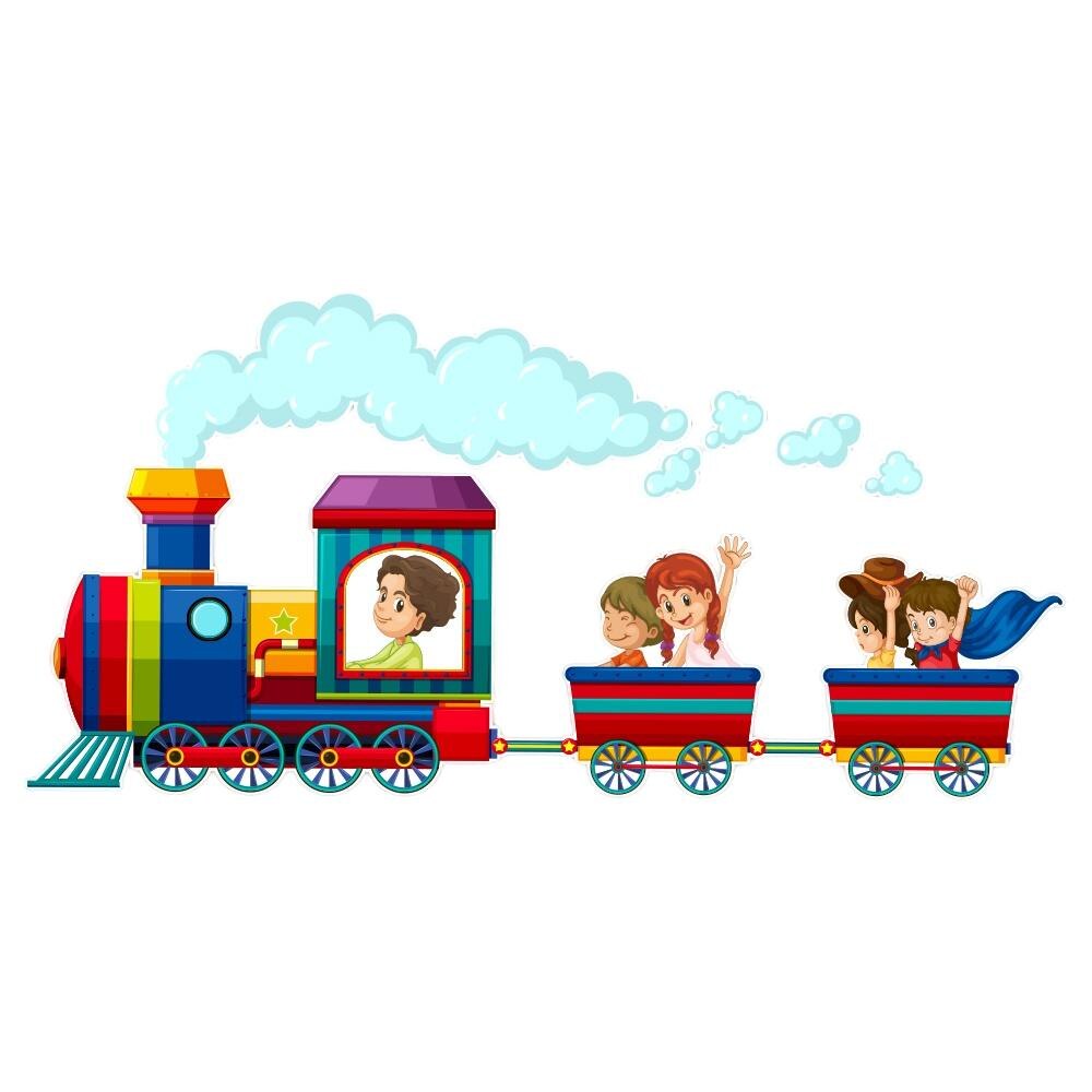 Autocolant de perete pentru copii, Cu tren, Multicolor - eMAG.ro