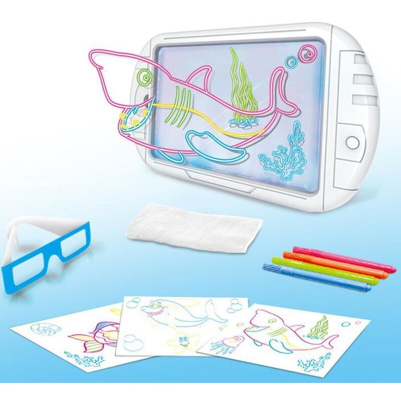 Interaktív gyermekrajztábla eOptima® 3D Padrajz óceán, Led, Neonkocsik ...
