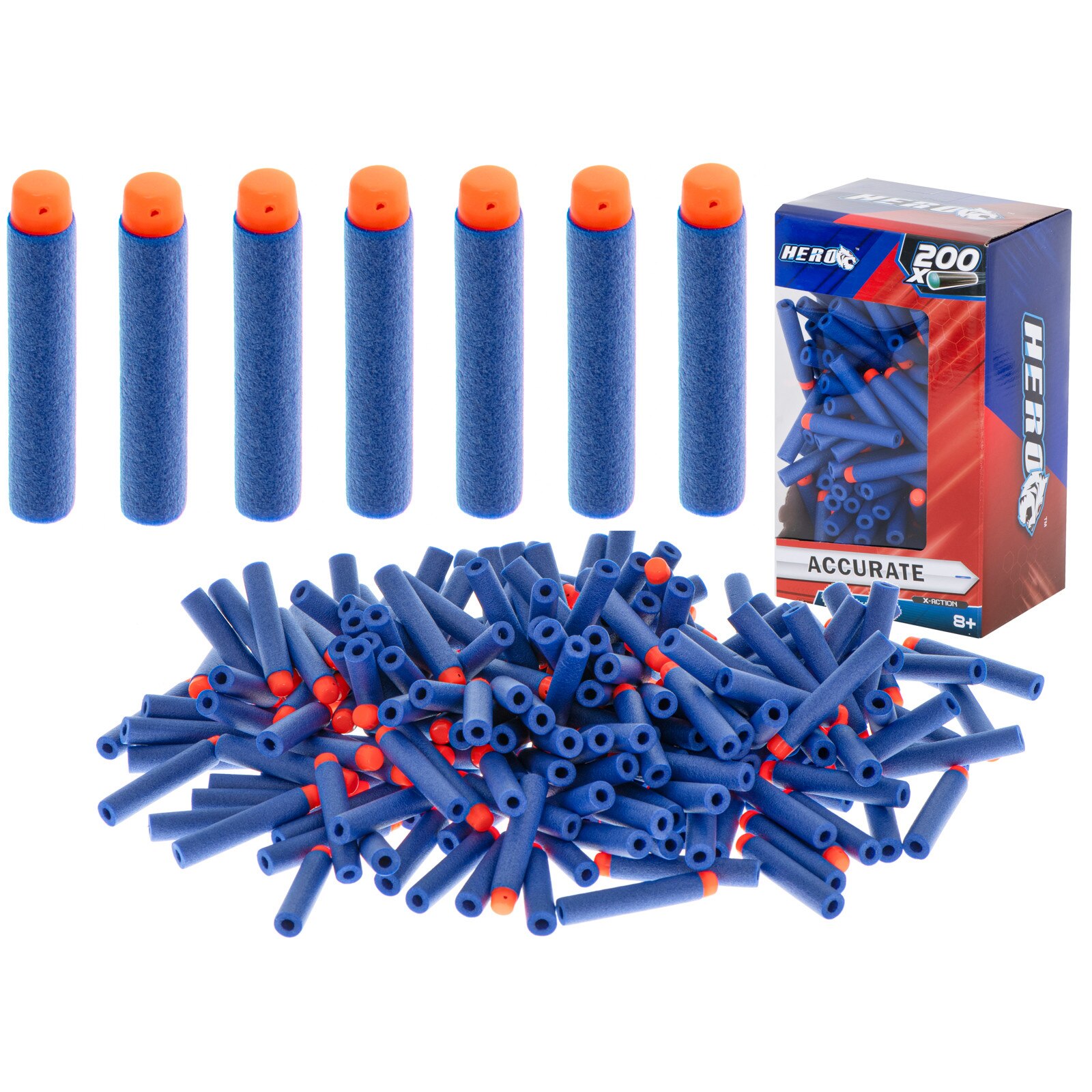 Set 200 gloante pentru pistoale Nerf, lungime 7,2 cm, iMK® albastru ...