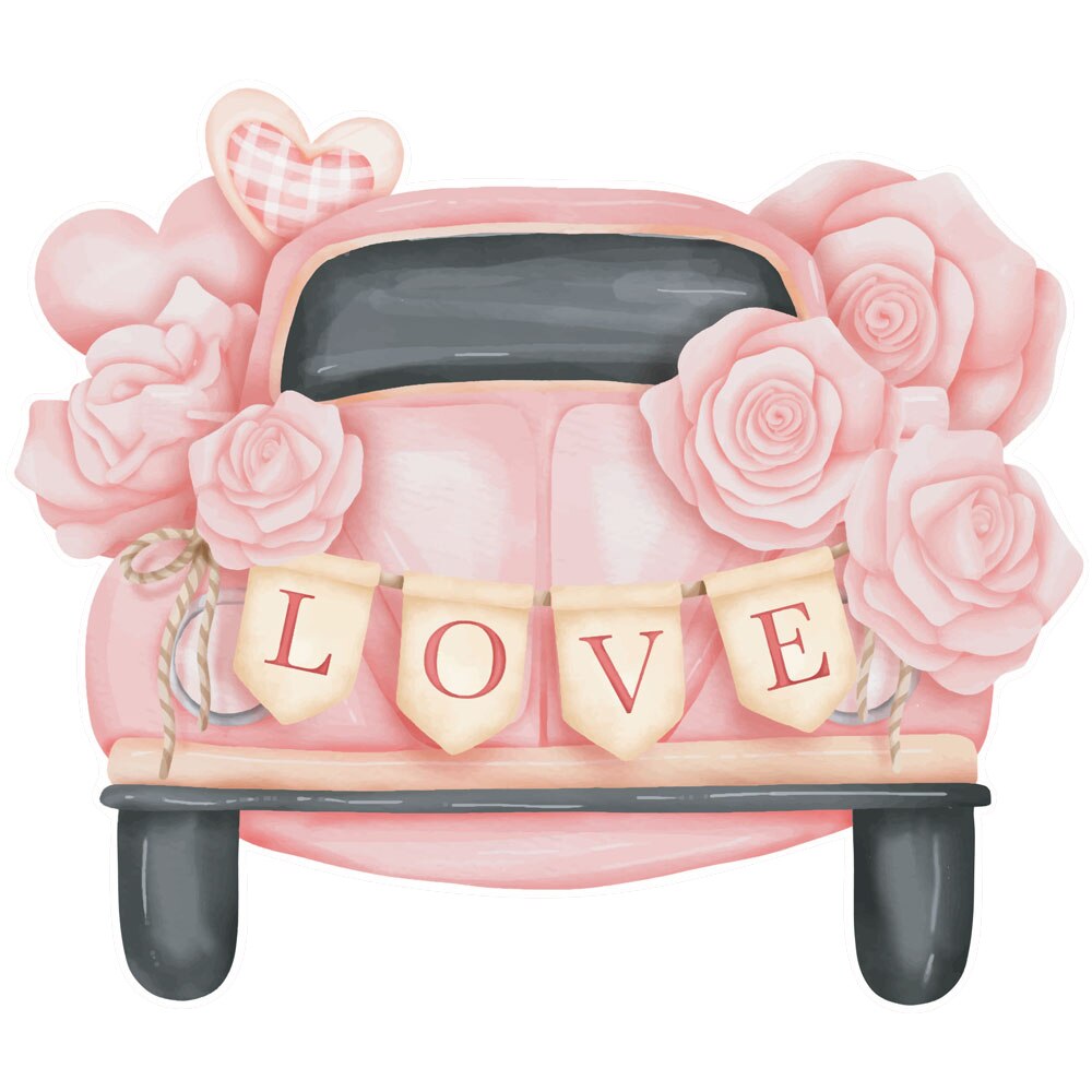 Autocolant de perete Masina Love, Roz - eMAG.ro