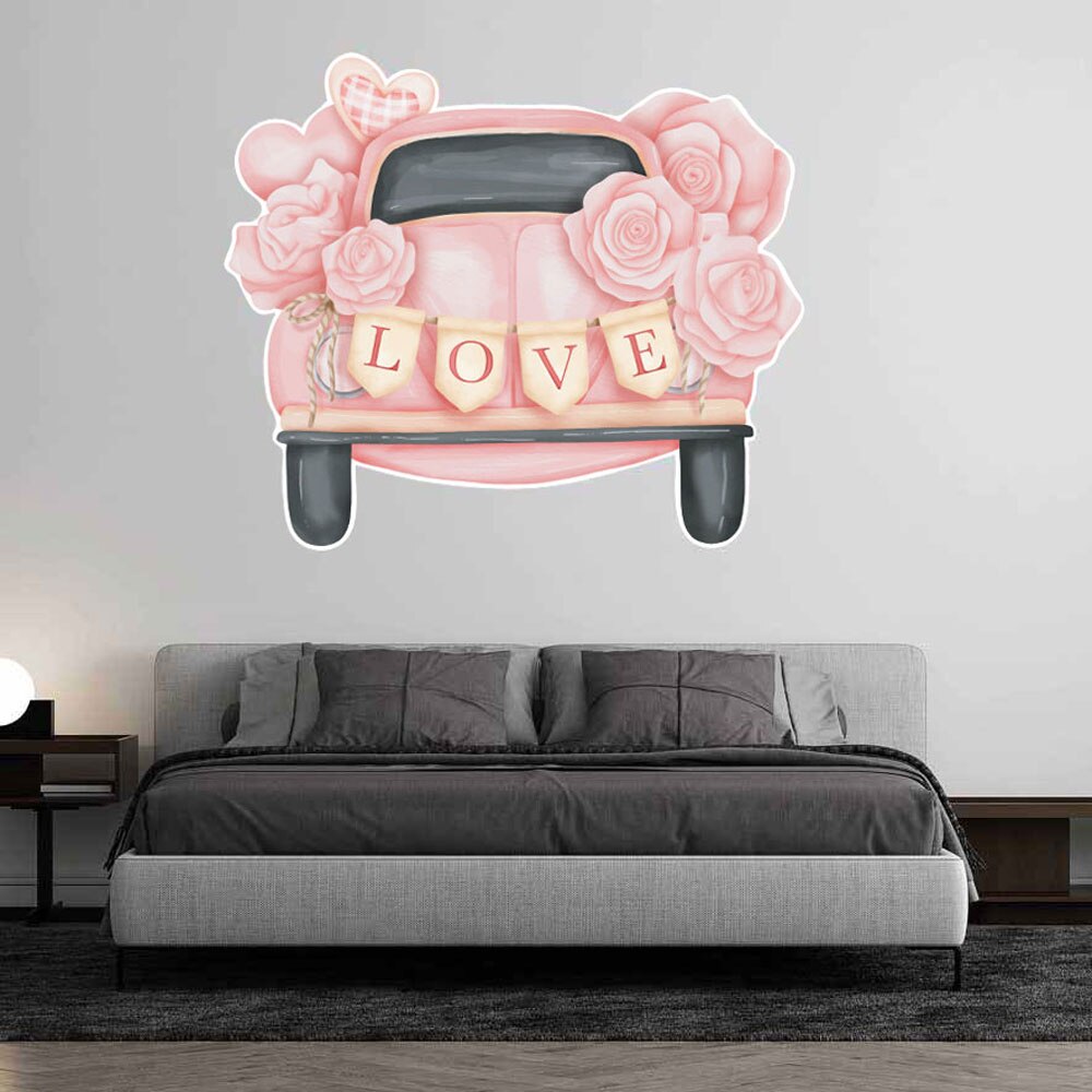 Autocolant de perete Masina Love, Roz - eMAG.ro