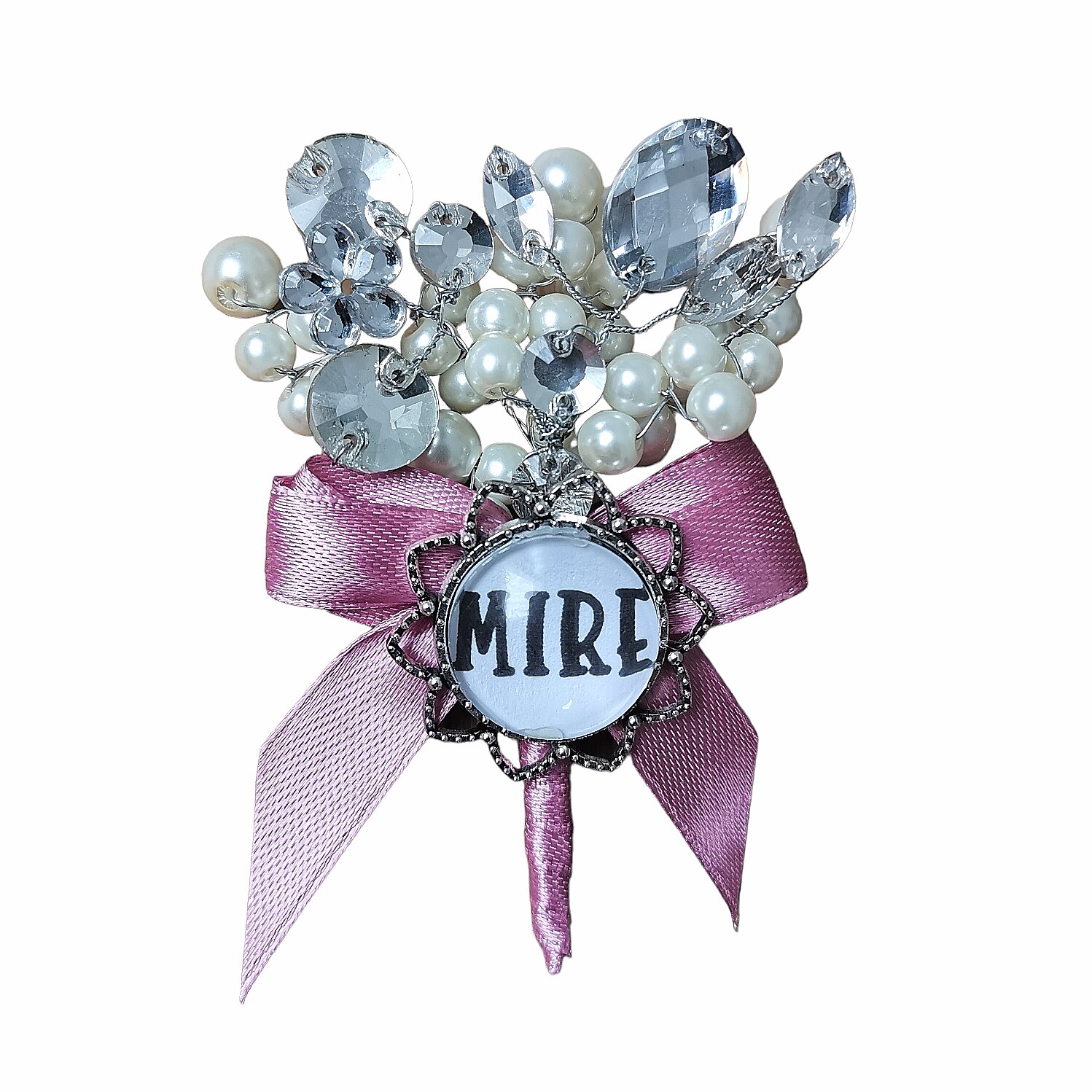 Cocarda personalizata mire, cu perle si strasuri, 6x9 cm - eMAG.ro