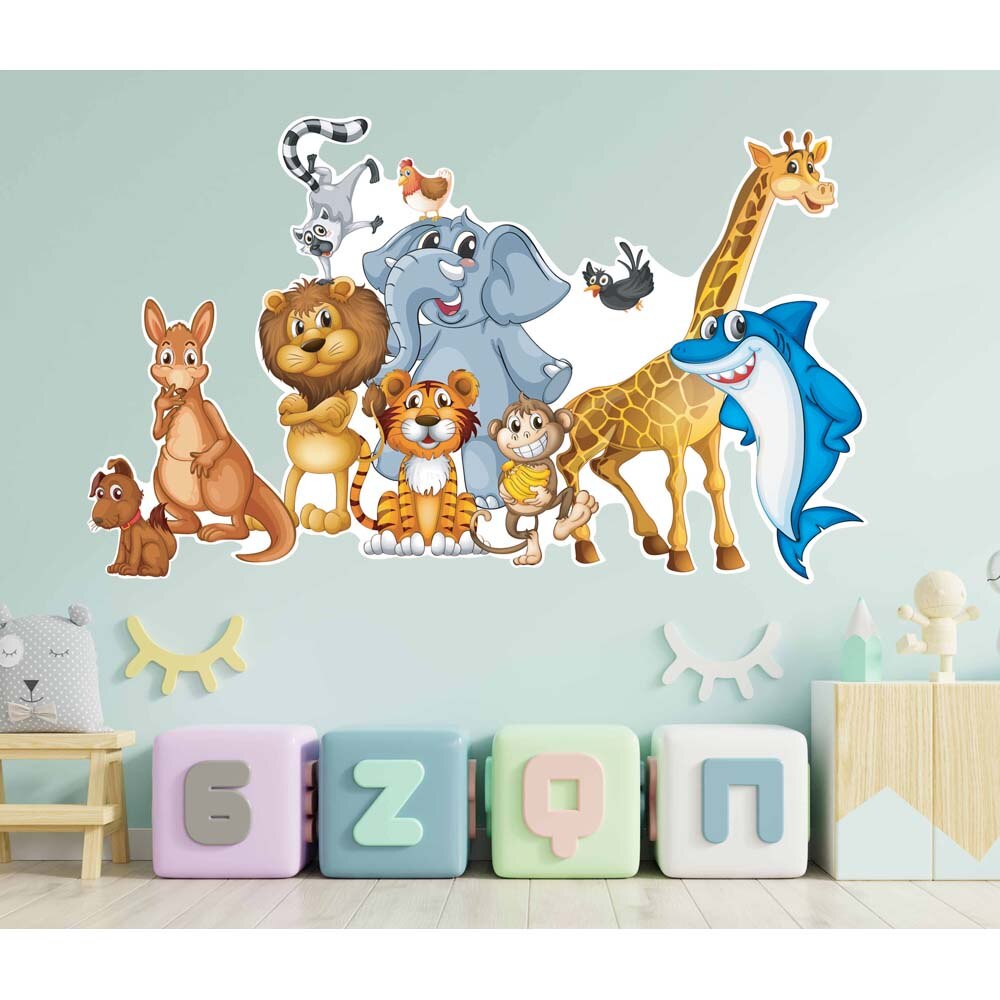 Autocolant de perete pentru copii, Cu animale, Multicolor - eMAG.ro