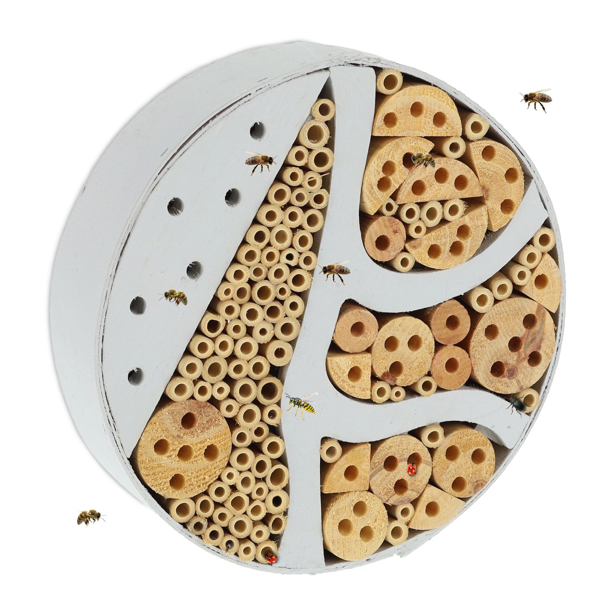 Casuta rotunda pentru insecte, din bambus, alb - eMAG.ro