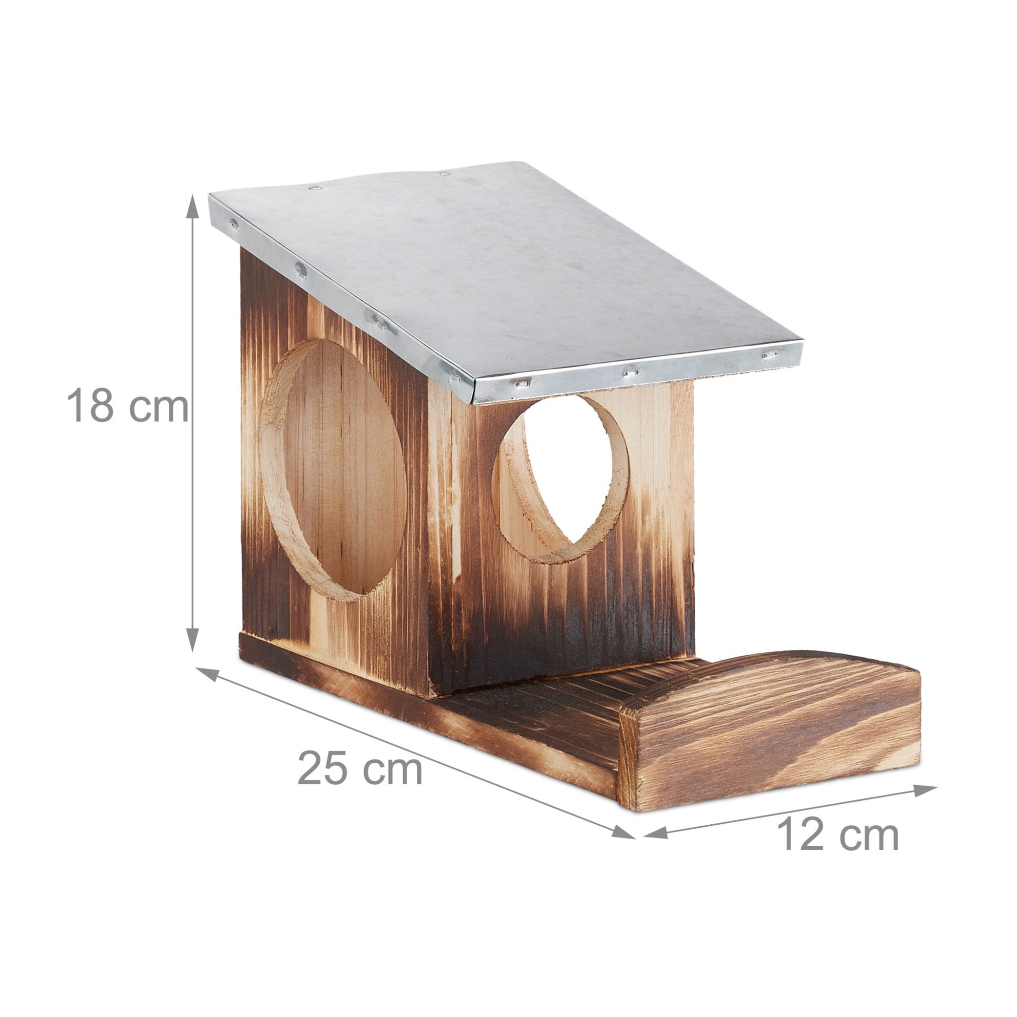 Casuta pentru veverite din lemn, cu acoperis metalic, 18 x 12 x 25 cm ...