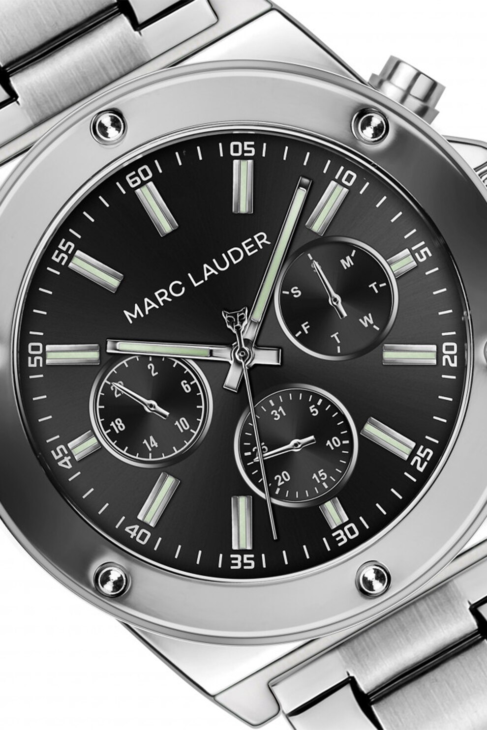 Marc Lauder, Кварцов часовник с верижка от неръждаема стомана, Сребрист ...