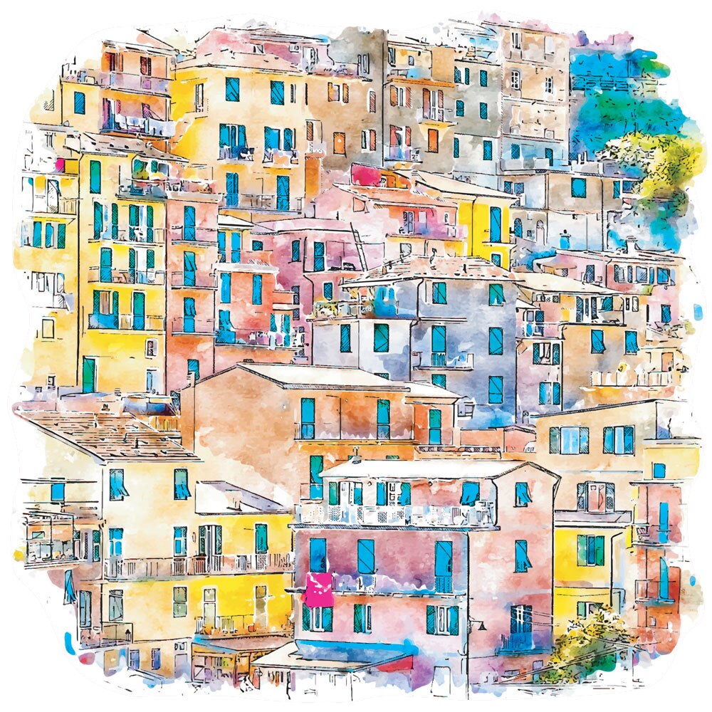 Autocolant de perete, Cu un oras din Italia, Multicolor - eMAG.ro