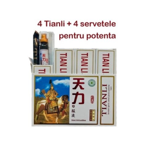 Set 4 fiole Tianli si 4 servetele umede potenta, 10 ml - eMAG.ro