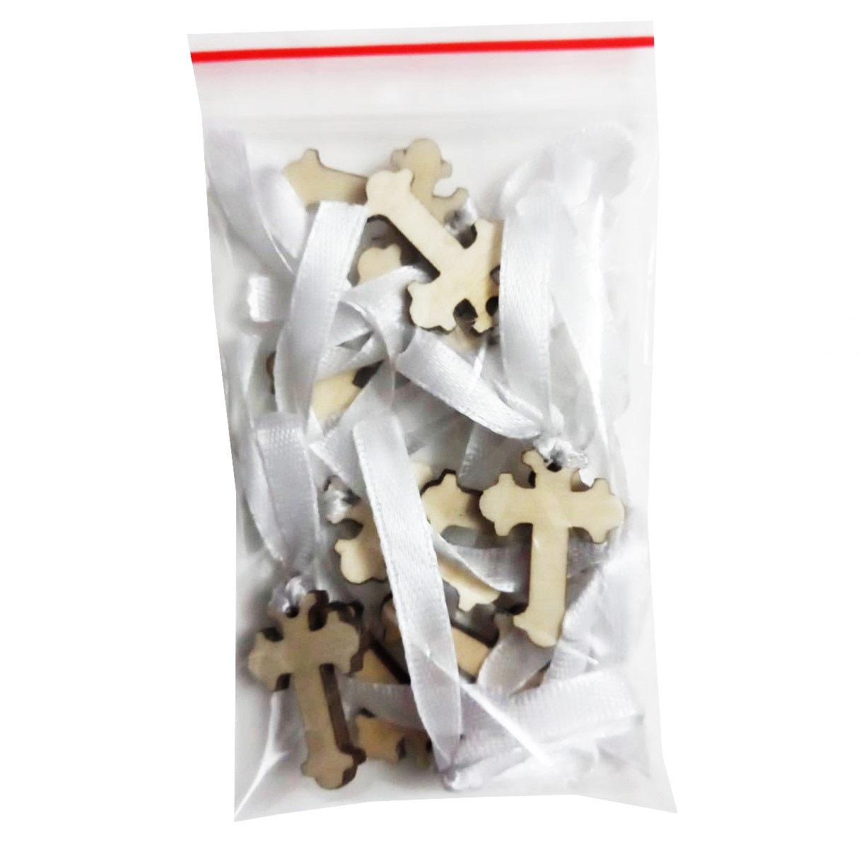 Set 10 cruciulite botez, MCF, Traditional, lemn, 3x2cm, funda alba ...