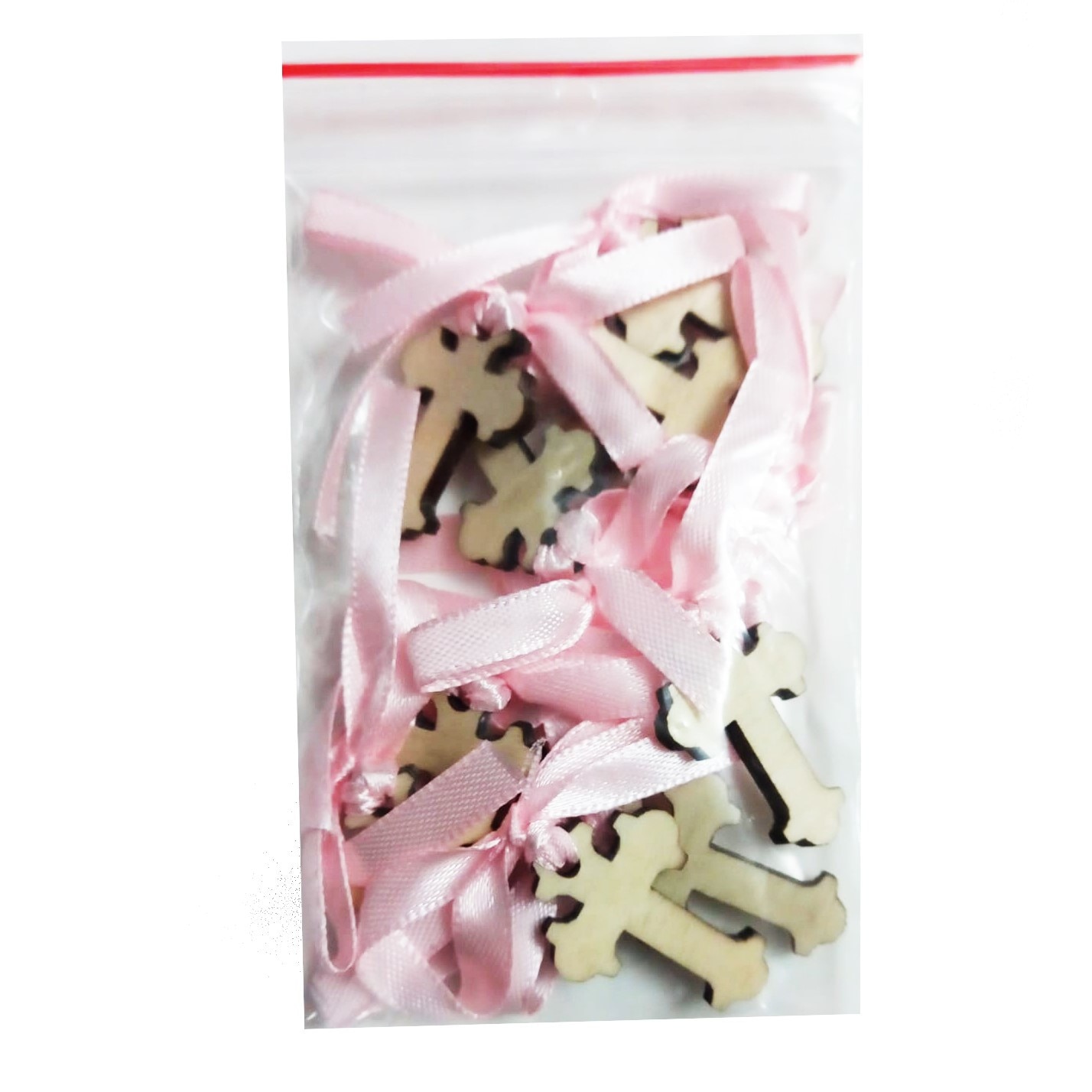 Set 10 cruciulite botez, MCF, Traditional, lemn, 3x2cm, funda roz - eMAG.ro