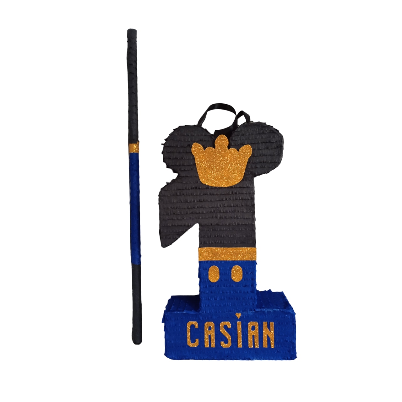 Pinata model cifra Mickey rege, 60 cm, albastru/negru - eMAG.ro