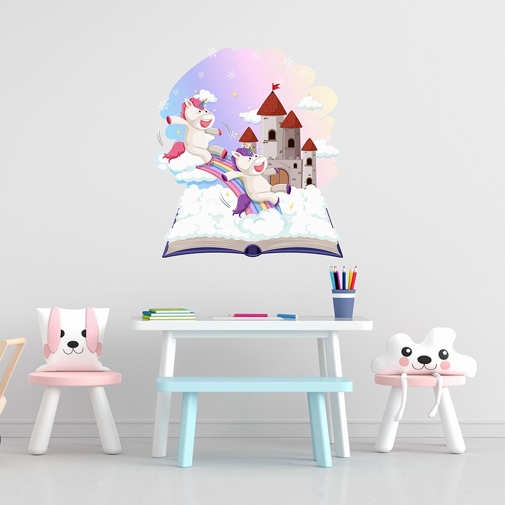 Autocolant de perete pentru copii, Model- Unicorni in poveste ...