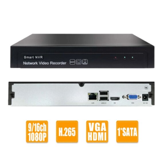 Smart NVR 1 ch LAN, conexiune 16 porturi, HDMI, VGA, 2 USB, DC 12V, Cu ...
