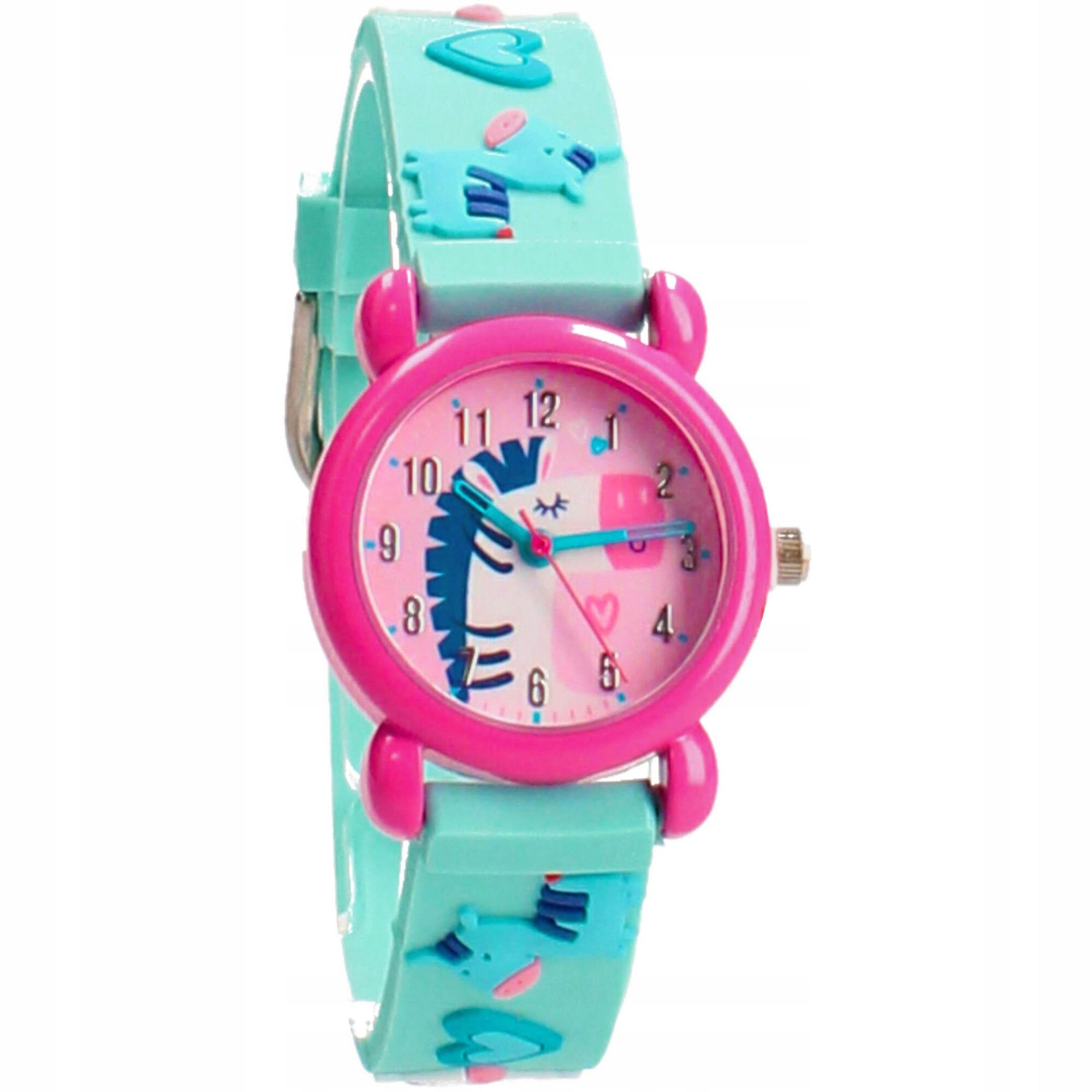 Ceas pentru copii HappyTimes Zebra, Prêt, 27mm, 3-6 ani, Verde/Roz ...